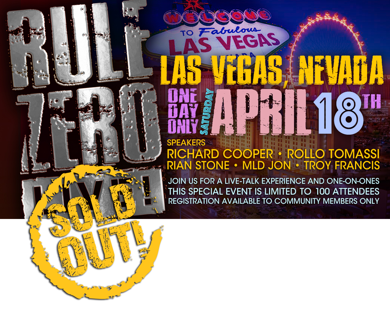 RULE ZERO LIVE! • LAS VEGAS – Update